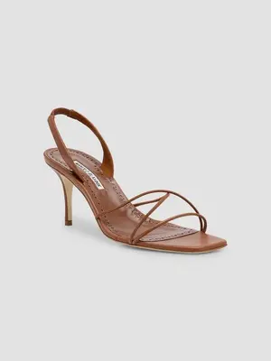 Manolo Blahnik 70mm Leather Slingback Sandals