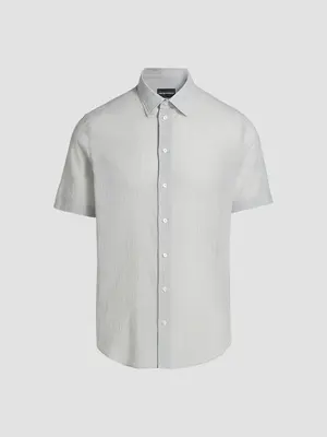 Emporio Armani Solid Cotton Button-front Shirt - Blue