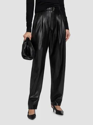 Michael Kors Dru Pleated Faux-leather Tapered Pants