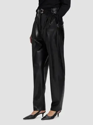 Michael Kors Dru Pleated Faux-leather Tapered Pants