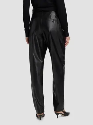 Michael Kors Dru Pleated Faux-leather Tapered Pants