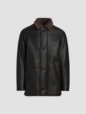 SAKS FIFTH AVENUE Collection Shearling Car Coat - Brown
