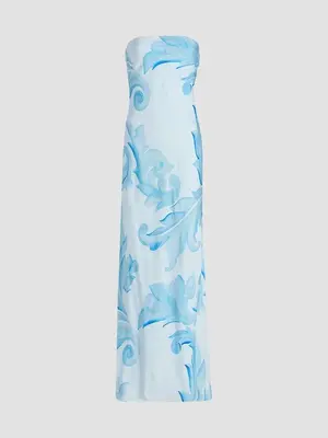 MILLY Vera Floral Maxi Dress - Light Blue