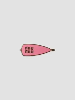 Miu Miu Enameled Metal Hair Clip Pink
