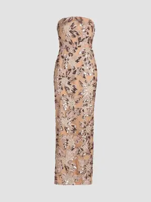 MILLY Meredith Sequined Strapless Maxi Dress