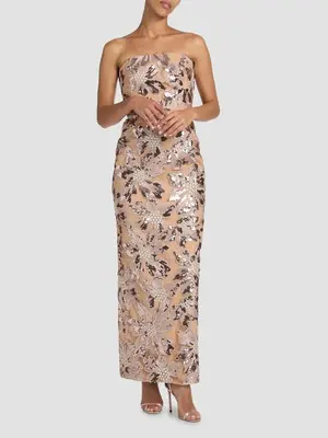 MILLY Meredith Sequined Strapless Maxi Dress