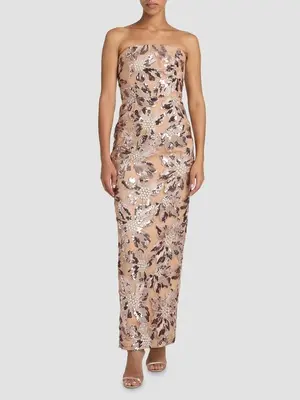 MILLY Meredith Sequined Strapless Maxi Dress