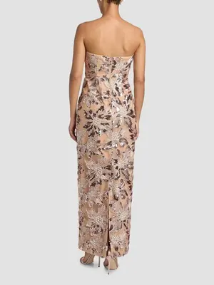 MILLY Meredith Sequined Strapless Maxi Dress