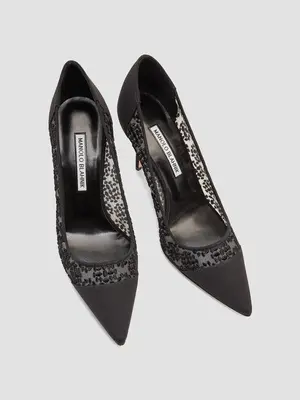 Manolo Blahnik Capcour 90mm Embroidered Mesh Pumps