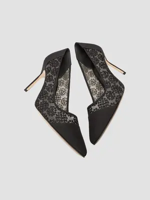 Manolo Blahnik Capcour 90mm Embroidered Mesh Pumps