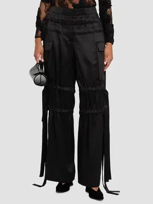 AKNVAS Odin Satin Cargo Trousers - Black