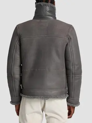 SAKS FIFTH AVENUE Collection Shearling Moto Bomber Jacket