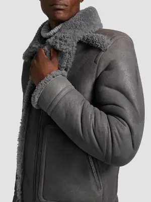 SAKS FIFTH AVENUE Collection Shearling Moto Bomber Jacket