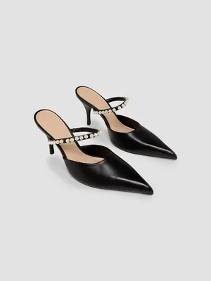 22ÉLEVÉ 85mm Embellished Leather Mules - Black