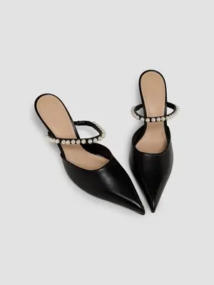 22ÉLEVÉ 85mm Embellished Leather Mules - Black