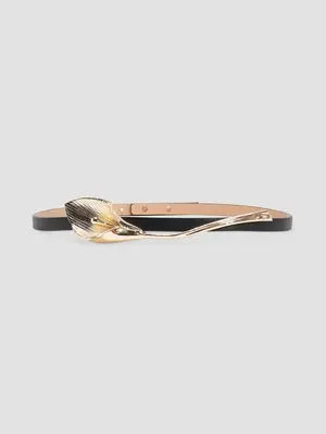 Carolina Herrera Calla Lily Leather Belt - Black