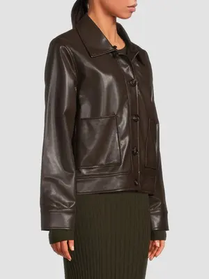 MILLY Faux Fur-trimmed Faux Leather Jacket