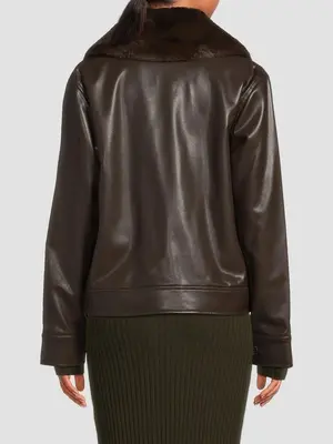 MILLY Faux Fur-trimmed Faux Leather Jacket