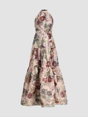 MILLY Gizelle Brocade Halterneck Gown