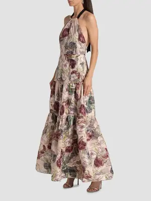 MILLY Gizelle Brocade Halterneck Gown
