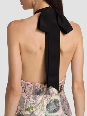 MILLY Gizelle Brocade Halterneck Gown
