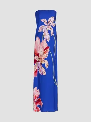 MILLY Vera Floral Strapless Maxi Dress - Blue Multi