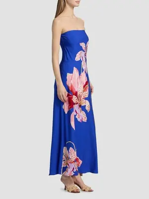 MILLY Vera Floral Strapless Maxi Dress