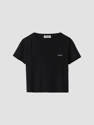 Miu Miu Ribbed Jersey T-shirt - Black