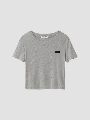 Miu Miu Ribbed Jersey T-shirt - Grey