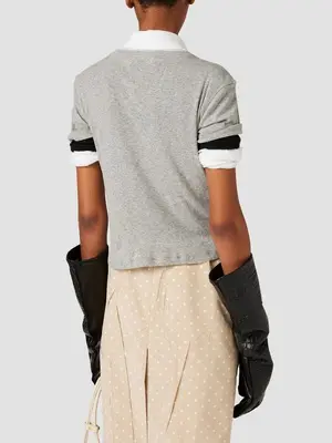 Miu Miu Ribbed Jersey T-shirt - Grey