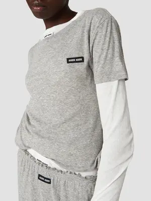 Miu Miu Ribbed Jersey T-shirt - Grey