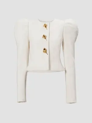 Carolina Herrera Stretch-wool Puff-sleeve Jacket
