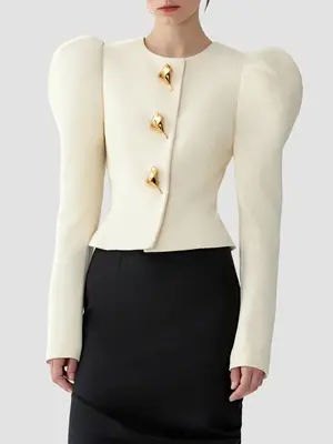 Carolina Herrera Stretch-wool Puff-sleeve Jacket