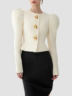 Carolina Herrera Stretch-wool Puff-sleeve Jacket