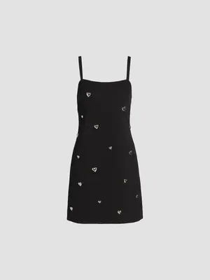 MILLY Colette Heart Crepe Square-neck Minidress