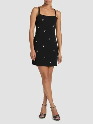 MILLY Colette Heart Crepe Square-neck Minidress