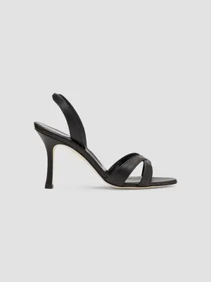 Manolo Blahnik Callasli Leather Slingback Sandals - Black