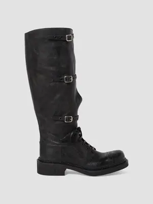 Miu Miu Leather Boots - Black