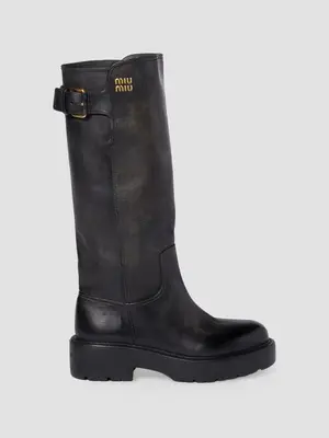 Miu Miu Leather Boots - Black
