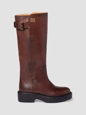 Miu Miu Leather Boots - Brown