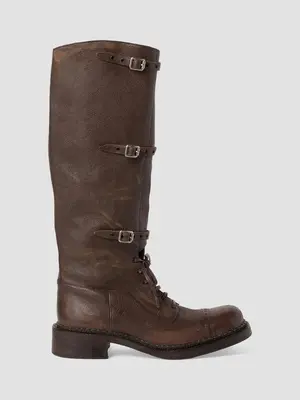 Miu Miu Leather Boots - Brown