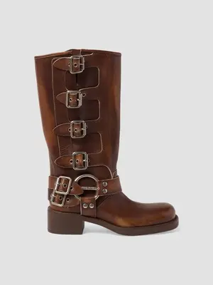 Miu Miu Leather Boots - Brown