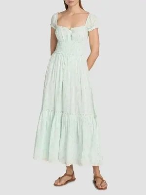 LoveShackFancy Lyssara Floral Cotton A-line Midi-dress