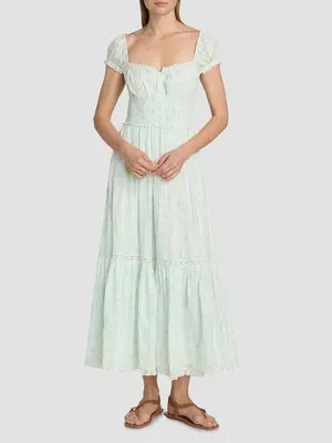 LoveShackFancy Lyssara Floral Cotton A-line Midi-dress