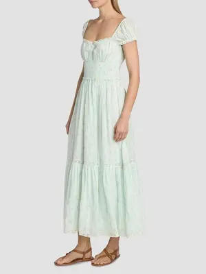 LoveShackFancy Lyssara Floral Cotton A-line Midi-dress