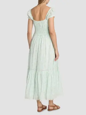 LoveShackFancy Lyssara Floral Cotton A-line Midi-dress