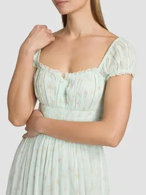 LoveShackFancy Lyssara Floral Cotton A-line Midi-dress