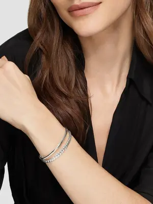David Yurman Dy Mercer Two Row Cuff Bracelet In Sterling 8mm