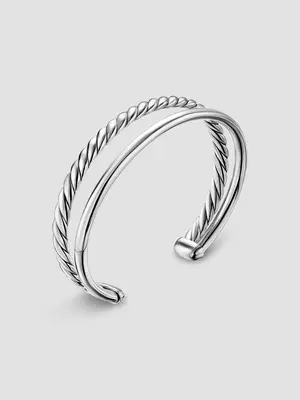 David Yurman Dy Mercer Two Row Cuff Bracelet In Sterling 8mm