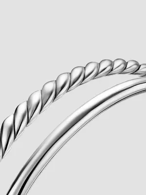 David Yurman Dy Mercer Two Row Cuff Bracelet In Sterling 8mm